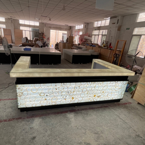 Gemstone Bar Counters LED Light Kitchen Counter Top with Cabinet