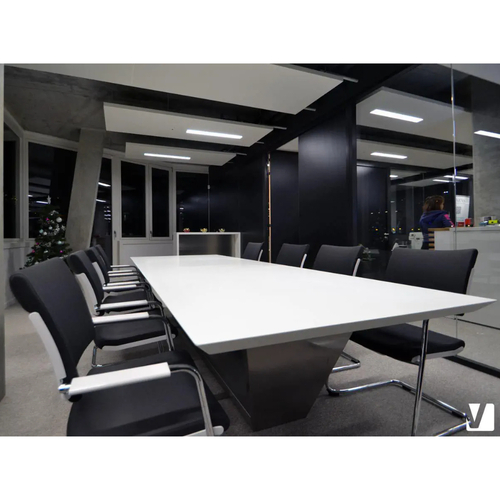 Smooth Solid Surface Table Top T Shape Design Conference Table Chairs