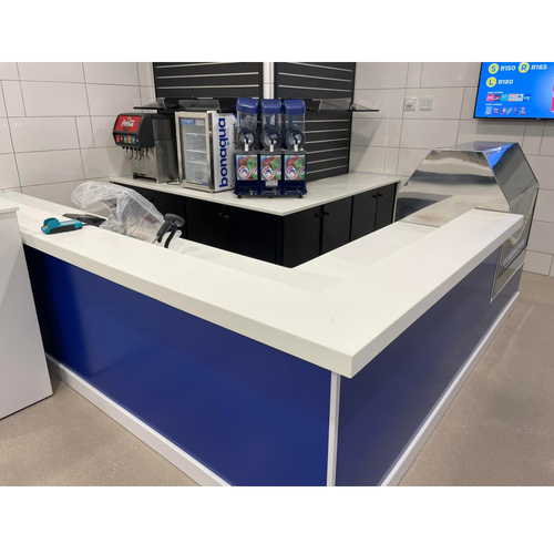 Business Bar Furniture Blue Corian Solid Surface Restaurant Led Bar Counter